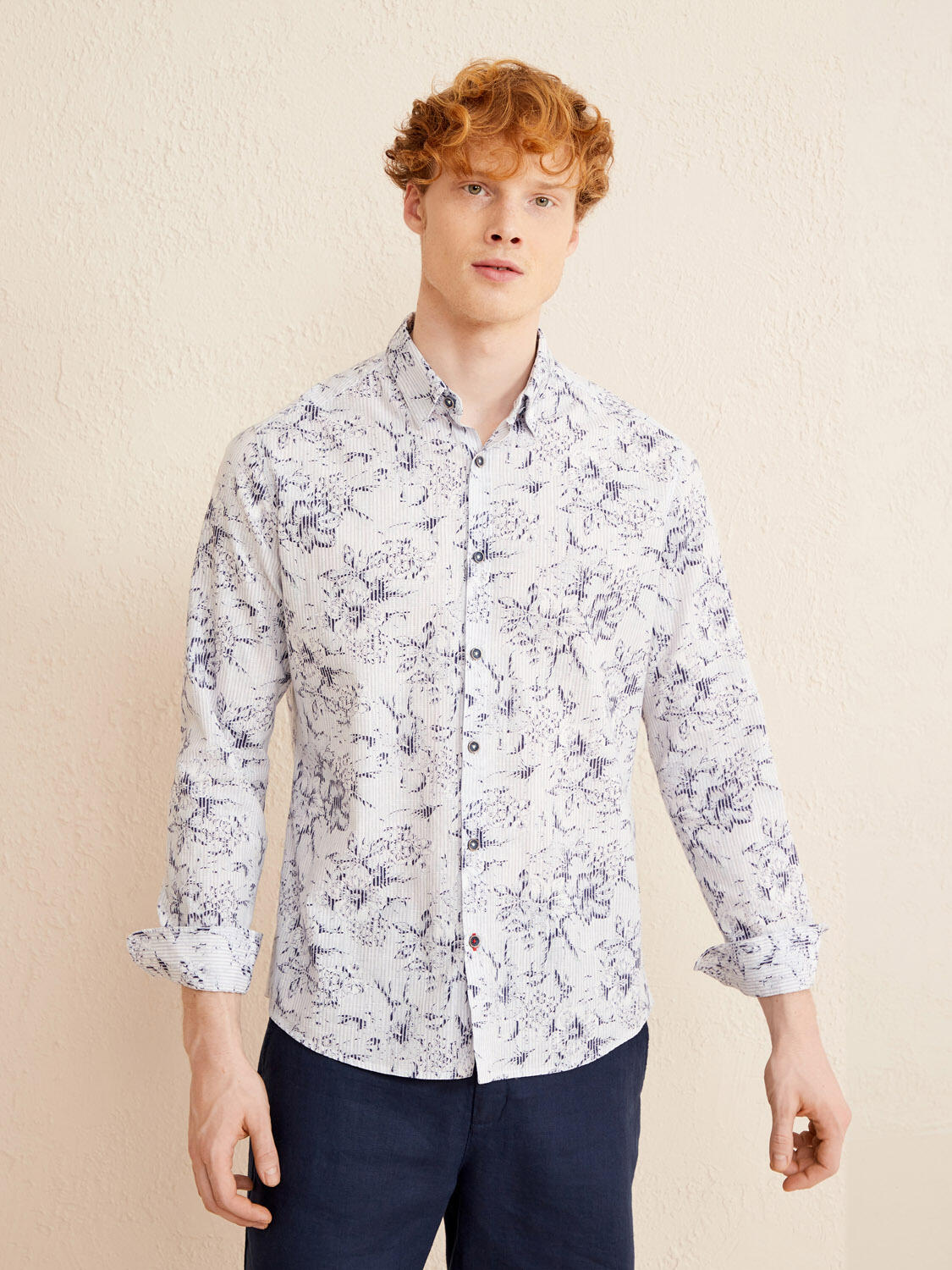 Lacivert Regular Fit Pamuklu Gömlek 22YE08700846-05 - Xint